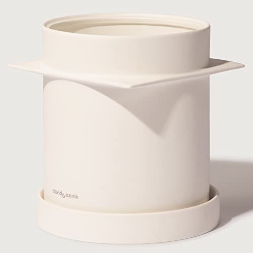 Plant Pot Ceramic 7 inch - Round Classic Planter with Tray for Indoor Outdoor Plants Flowers Herbs - Plants Not Included (White)