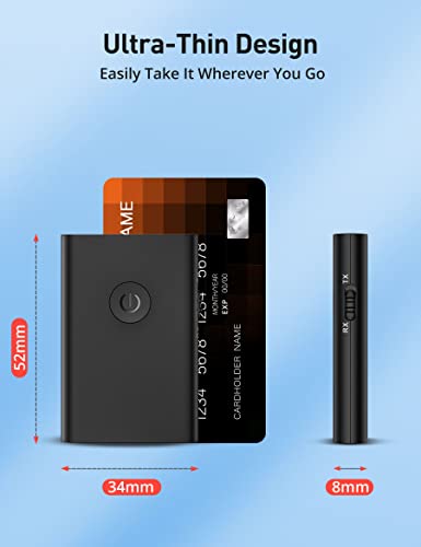V5.0 Bluetooth Transmitter Receiver for TV PC, 2-in-1 AUX Audio Adapter, Wireless 3.5mm Bluetooth Adapter for Headphones/Car/Home Stereo/Switch/Speakers, Simultaneously Pair 2 Devices