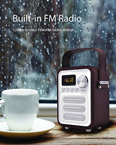 KNZ Retro2 Bluetooth 5.0 Vintage Style Speaker with FM Radio, 10W Speaker, Subwoofer, microSD and USB Streaming, Remote Control, Compatible with True Wireless Stereo