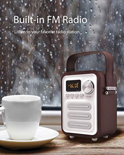 KNZ Retro2 Bluetooth 5.0 Vintage Style Speaker with FM Radio, 10W Speaker, Subwoofer, microSD and USB Streaming, Remote Control, Compatible with True Wireless Stereo
