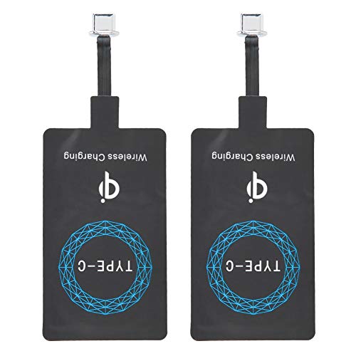 ASHATA 2Pcs Type C Qi Adapter with Fast & Smart Microchip Technology, Magic Tag USB C Qi Wireless Charging Receiver Chip for All Type C Cellphones
