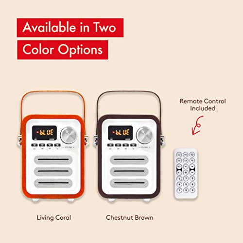 KNZ Retro2 Bluetooth 5.0 Vintage Style Speaker with FM Radio, 10W Speaker, Subwoofer, microSD and USB Streaming, Remote Control, Compatible with True Wireless Stereo