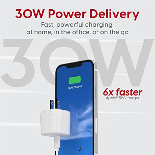 TALK WORKS USB-C Wall Charger Compatible w/iPhone 13/13 Pro/13 Pro Max/14/14 Plus/14 Pro/14 Pro Max, Laptop Computers - Single Port Fast Wall Charger Block Cube (White)