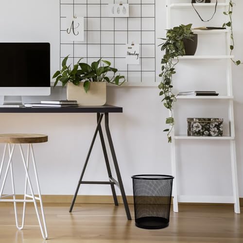 Waste Paper Basket Small Cylinder Trash Can for Home or Office Mesh Round Bins, Reinforced Solid Rim and Base for Garbage or Recycle
