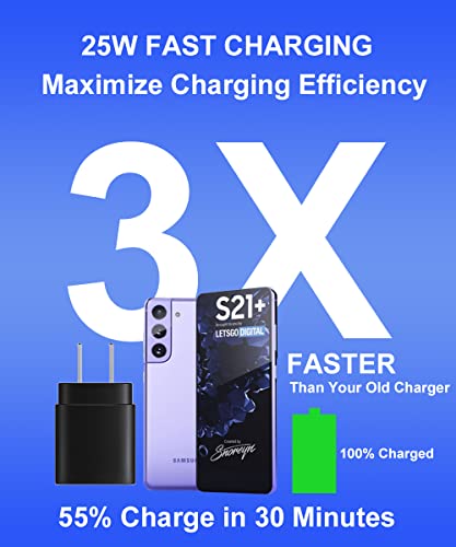 Samsung Super Fast Charger Type C Kit,25W PD USB C Wall/Car Charger for Samsung Galaxy S22/S21/S20/Plus/Ultra/FE/Note 20/10/A71,2020/2018 iPad Pro/Air,with 2X USB C-to-C Cable(5ft)