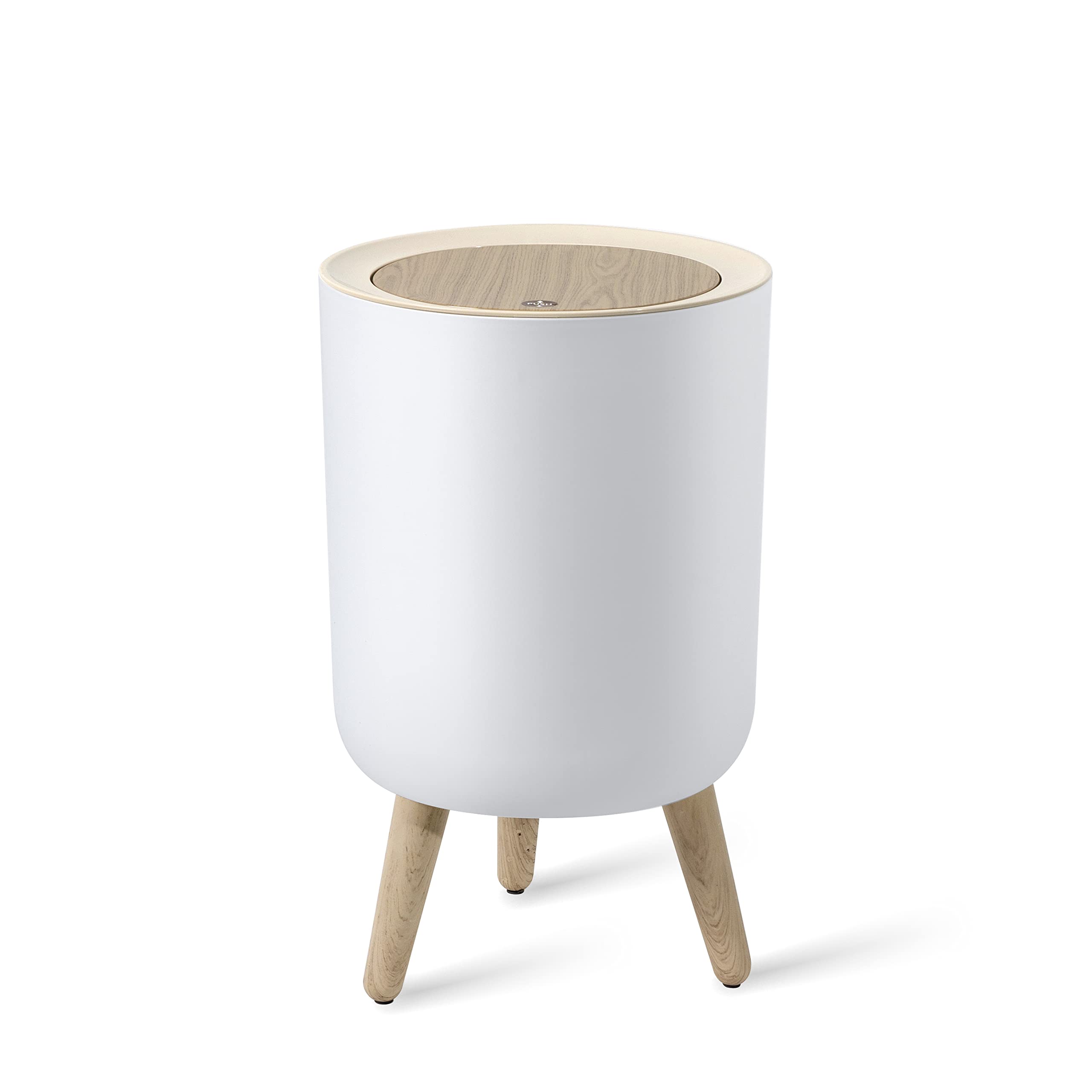 WDPUCHU Bathroom Trash Can with Lid,1.8 Gallon Modern Office Trash Can for Near Desk Bedroom Garbage Can Waste Basket with Push Top,Nordic Small Trash Bin for Living Room,Nursery,Dog Proof Trash Can