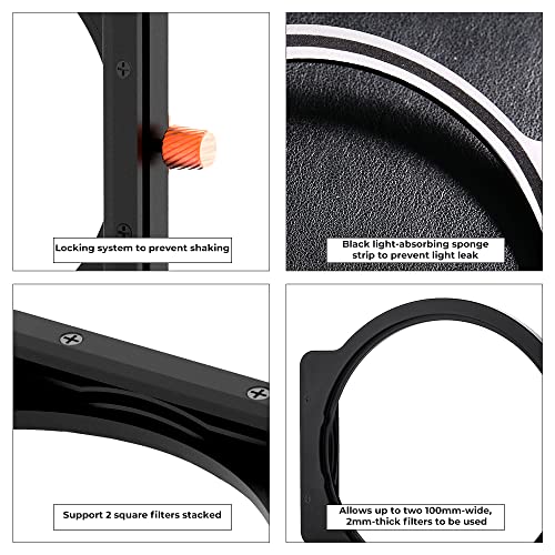 K&F Concept 100x100mm Square ND Filter Kit ND1000 (10 Stop) + 1x Filter Holder + 8 x Filter Rings with 28 Multi-Layer Coatings Compatible with Canon Nikon Camera Lens