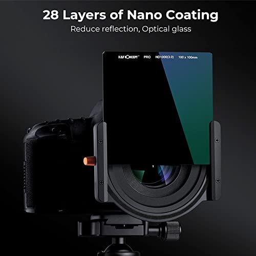 K&F Concept 100x100mm Square ND Filter Kit ND1000 (10 Stop) + 1x Filter Holder + 8 x Filter Rings with 28 Multi-Layer Coatings Compatible with Canon Nikon Camera Lens
