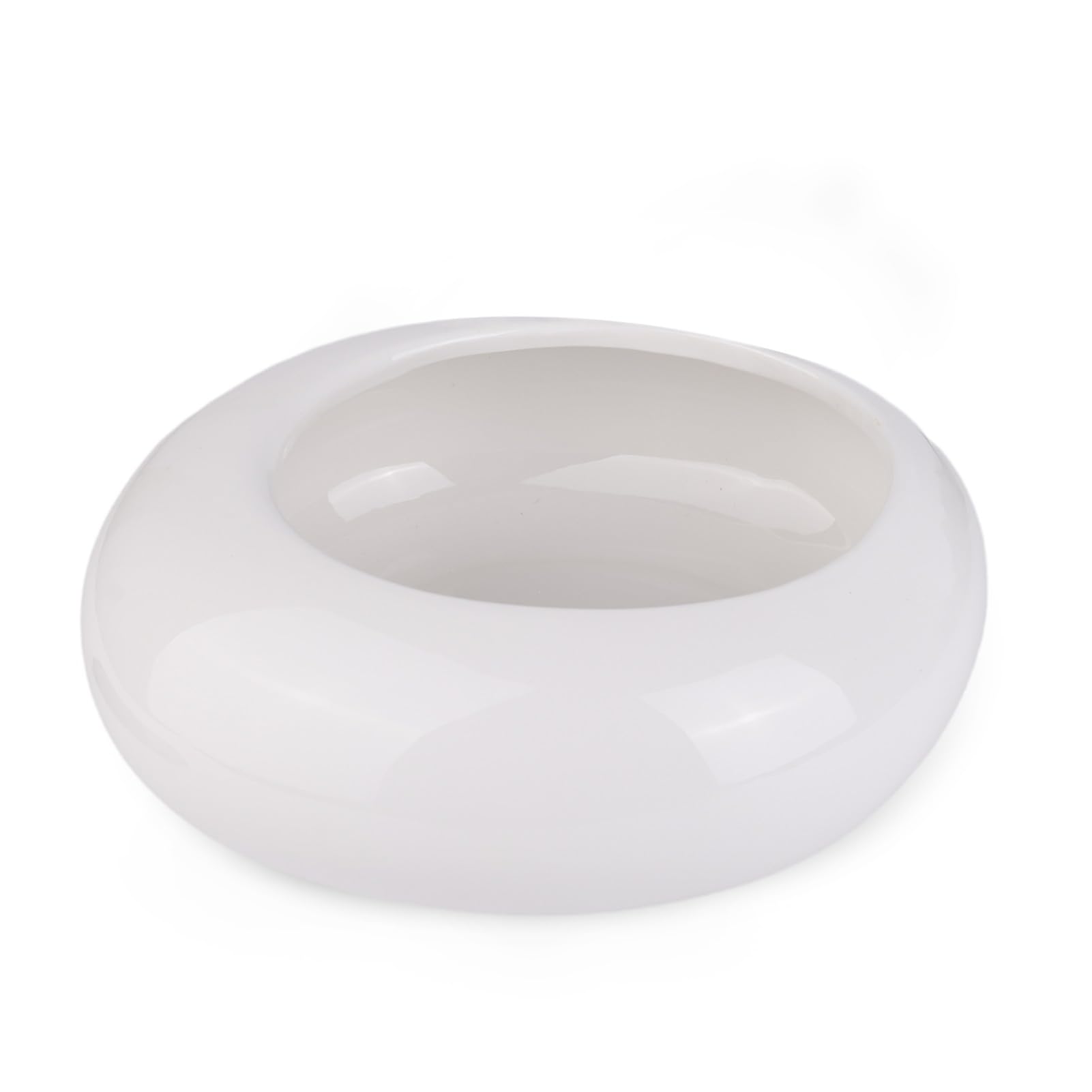 CHENDECOR 10 Inch Ceramic Plant Pot, White Ceramic Planter with Drainage, Ceramic Bowl Planter, Oval Shape Succulent Planter, Shallow Plant Pot, Large Succulent Planter with Water Filter