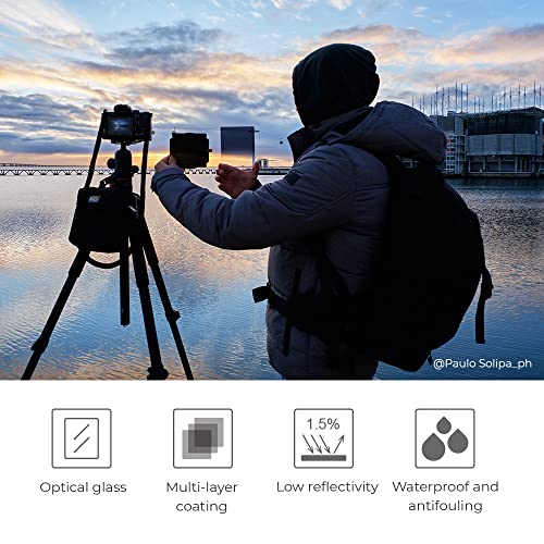 K&F Concept 100x100mm Square ND Filter Kit ND1000 (10 Stop) + 1x Filter Holder + 8 x Filter Rings with 28 Multi-Layer Coatings Compatible with Canon Nikon Camera Lens