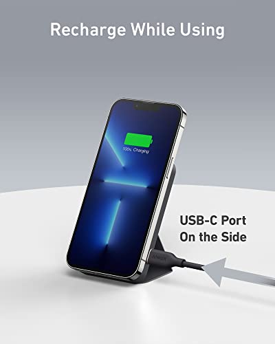 Anker 622 Magnetic Battery (MagGo) Upgraded Version, 5,000mAh Foldable Magnetic Wireless Portable Charger and USB-C (On The Side), Only for iPhone 14/13/12 Series (Interstellar Gray)