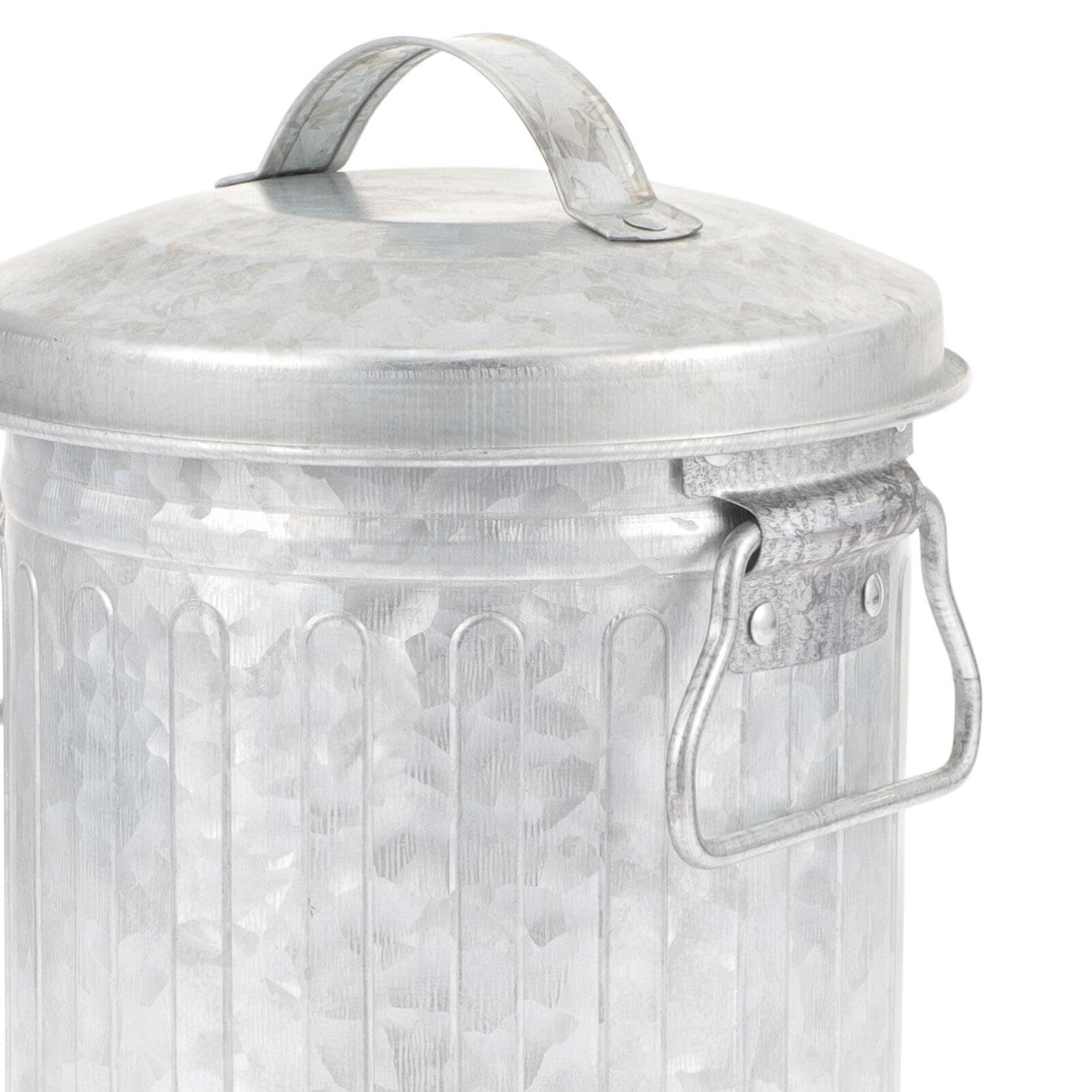 Cabilock Galvanized Trash Can Bucket with Lid Mini Desktop Wastebasket Rubbish Bin Garbage Waste Basket Vintage Farmhouse Metal Utility Pail Flower Pot Pen Pencil Holder L