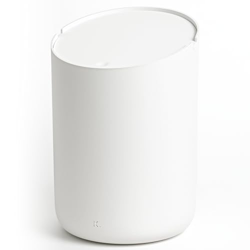 Kazai.® Mini Waste Bin 'Tove' - Small and Unique Design Bin from Berlin | for Bathroom, Kitchen & Desk | 1.5L Capacity, Non-Slip, Inner Bucket | White