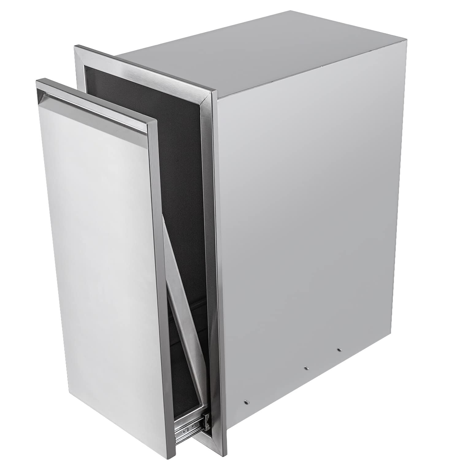 Atatod 14-inch Single Pull-Out Trash can Stainless Steel Outdoor Kitchen Trash can can Store a 10 Gallon Commercial Trash can Without Handle Design