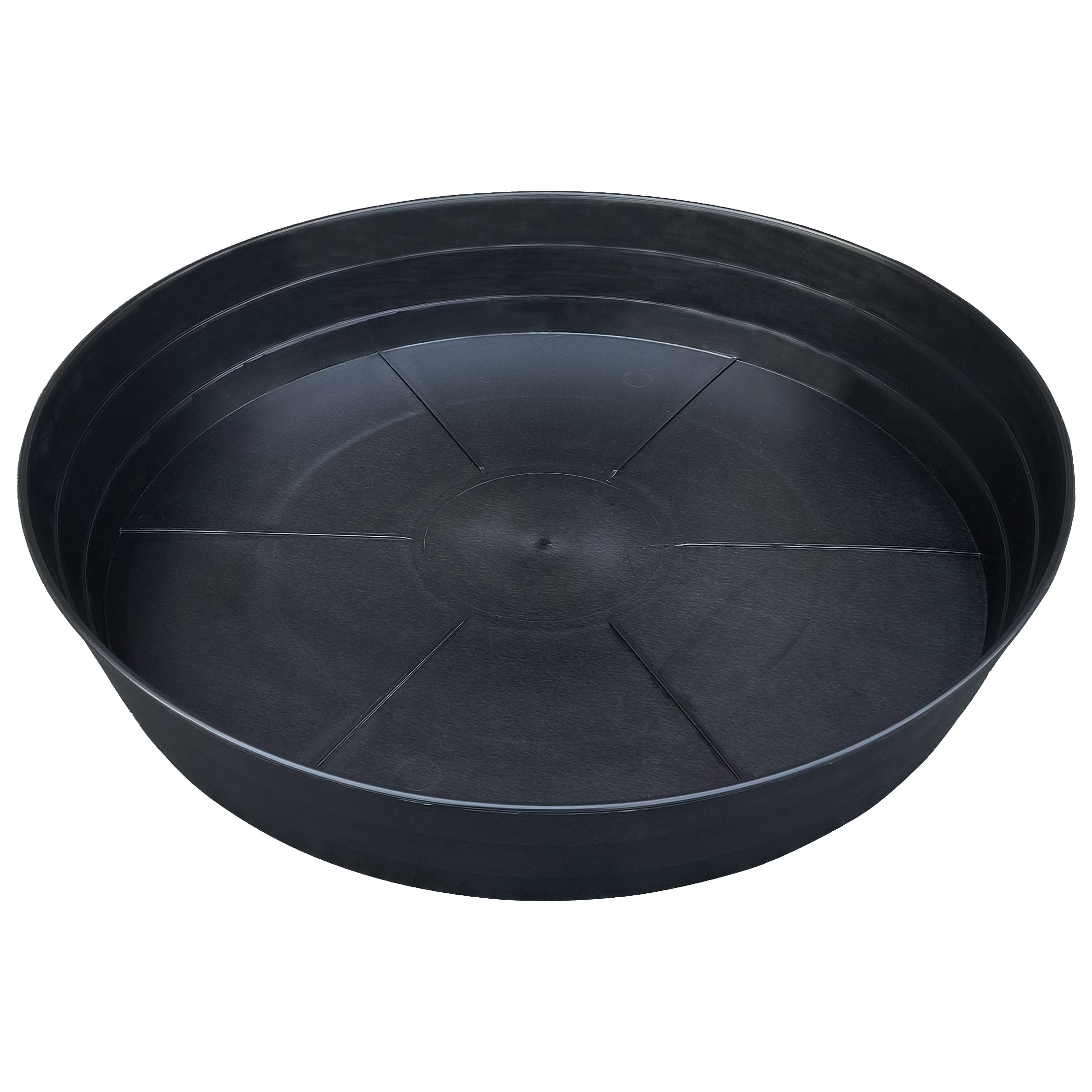 25 Inch Extra Large Plant Saucers, Extra-Deep 4.25 in Black Drip Trays for Flower Pot, Heavy Duty Drainage Tray Indoors No Holes, 2 Pack Plastic Planter Plate Water Catcher for Pots Base 20 21 22 in