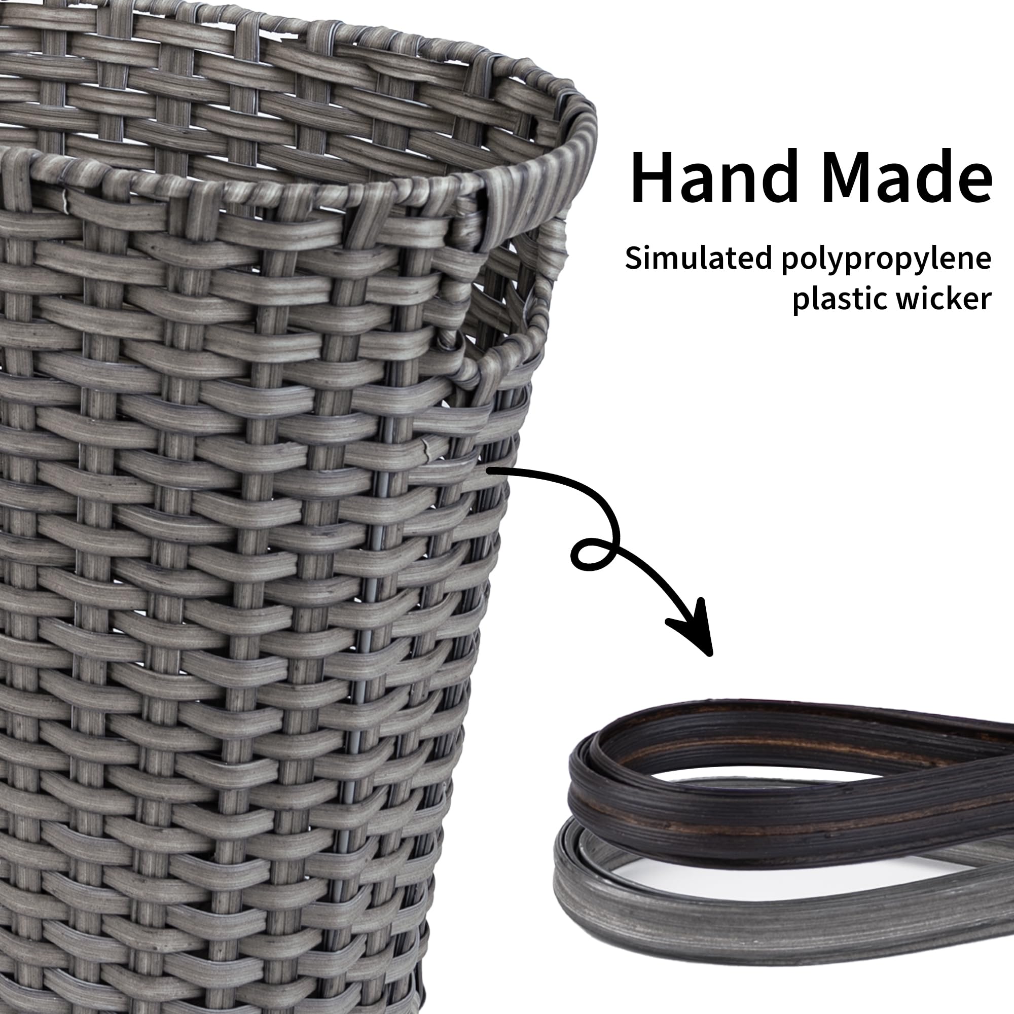 GRANNY SAYS Wicker Trash Can, Bathroom Trash Can, Wicker Waste Basket for Bathroom, Office Trash Can, Trash Bin for Bedroom, Wastebasket with Handles, 19 Liters/5 Gallons