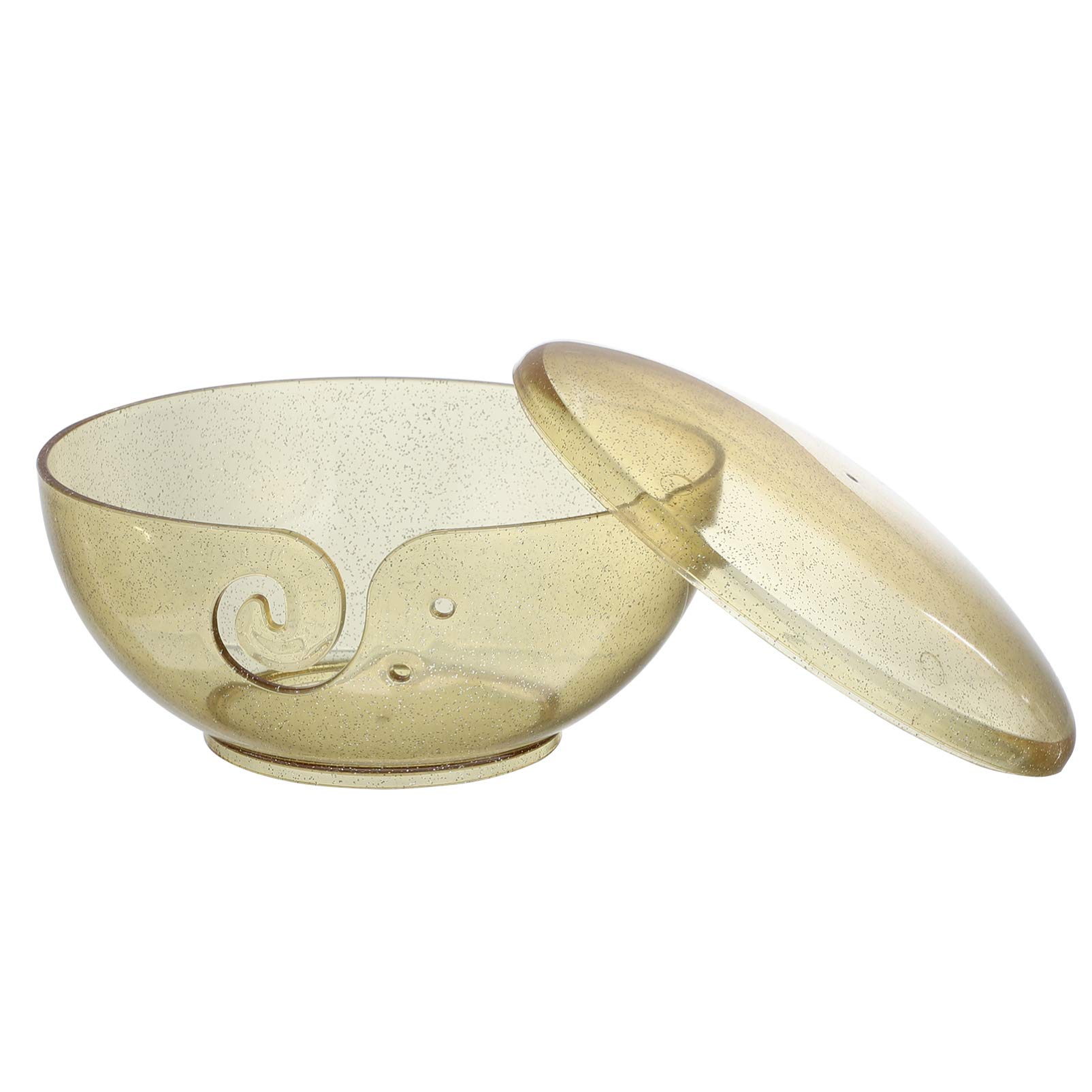 MILISTEN Plastic Yarn Bowl, Knitting Yarn Bowl with Hole, Clear Golden Yarn Holder for Knitting & Crocheting Yarn Ball Holder