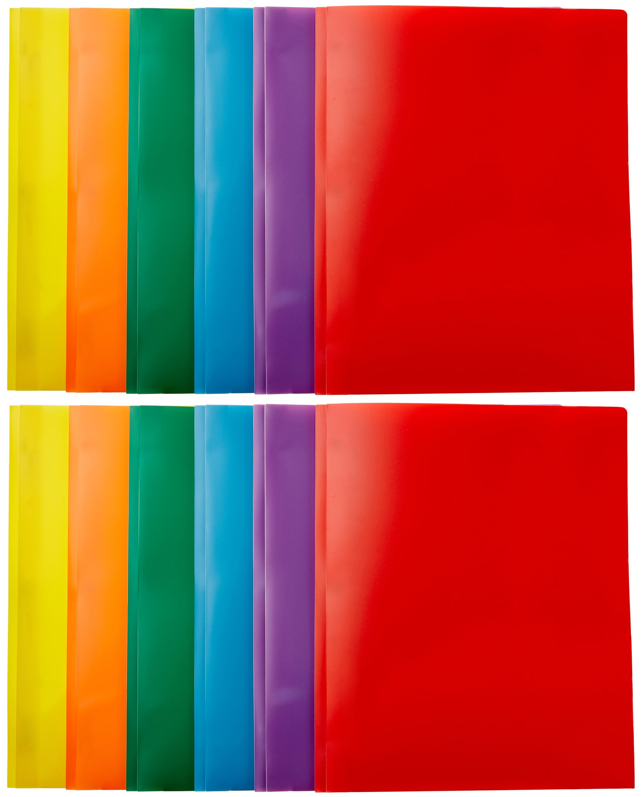 Amazon Basics Heavy Duty Plastic Folders with 2 Pockets for Letter Size Paper, Pack of 12