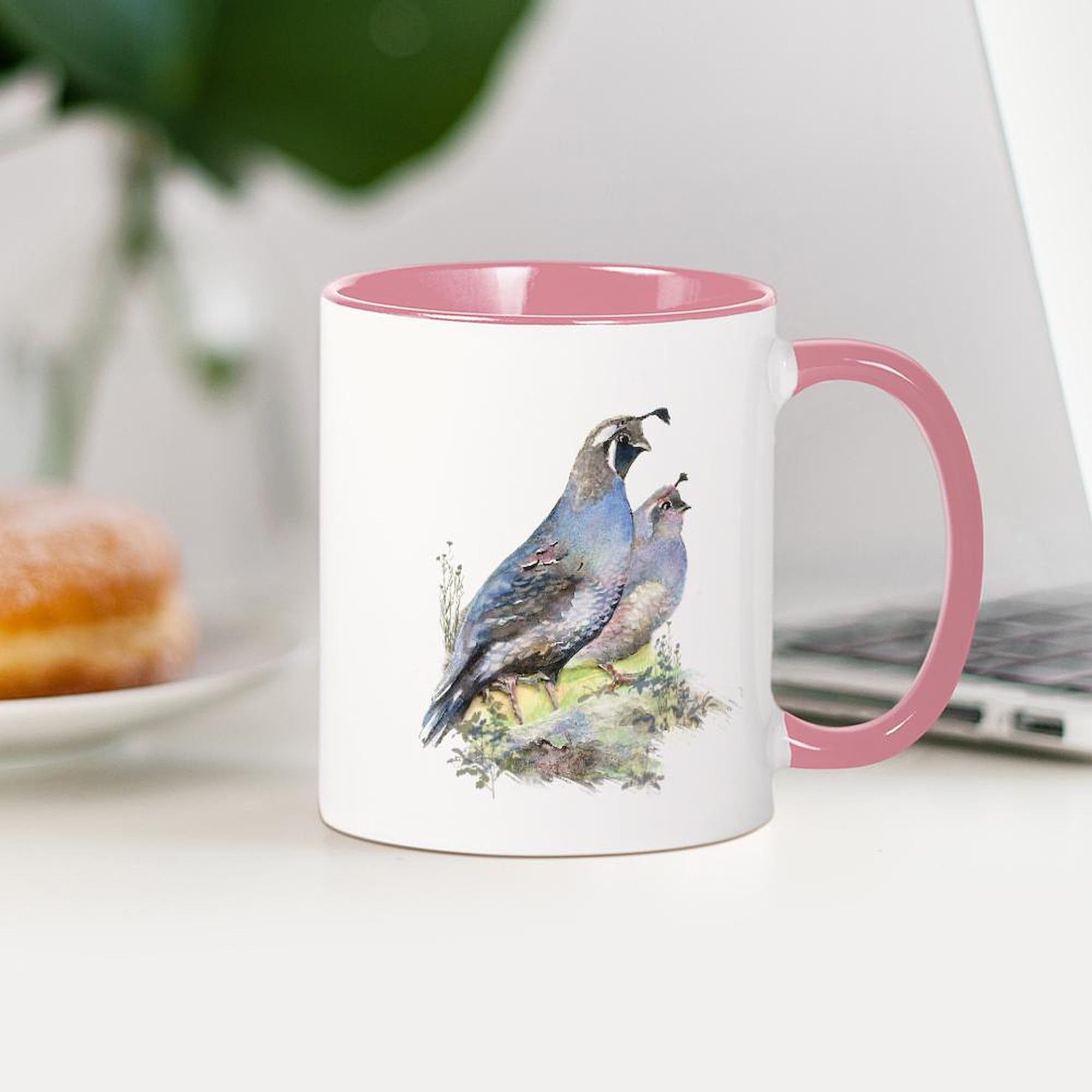 CafePress Watercolor California Quail Bird Mug Ceramic Coffee Mug, Tea Cup 11 oz