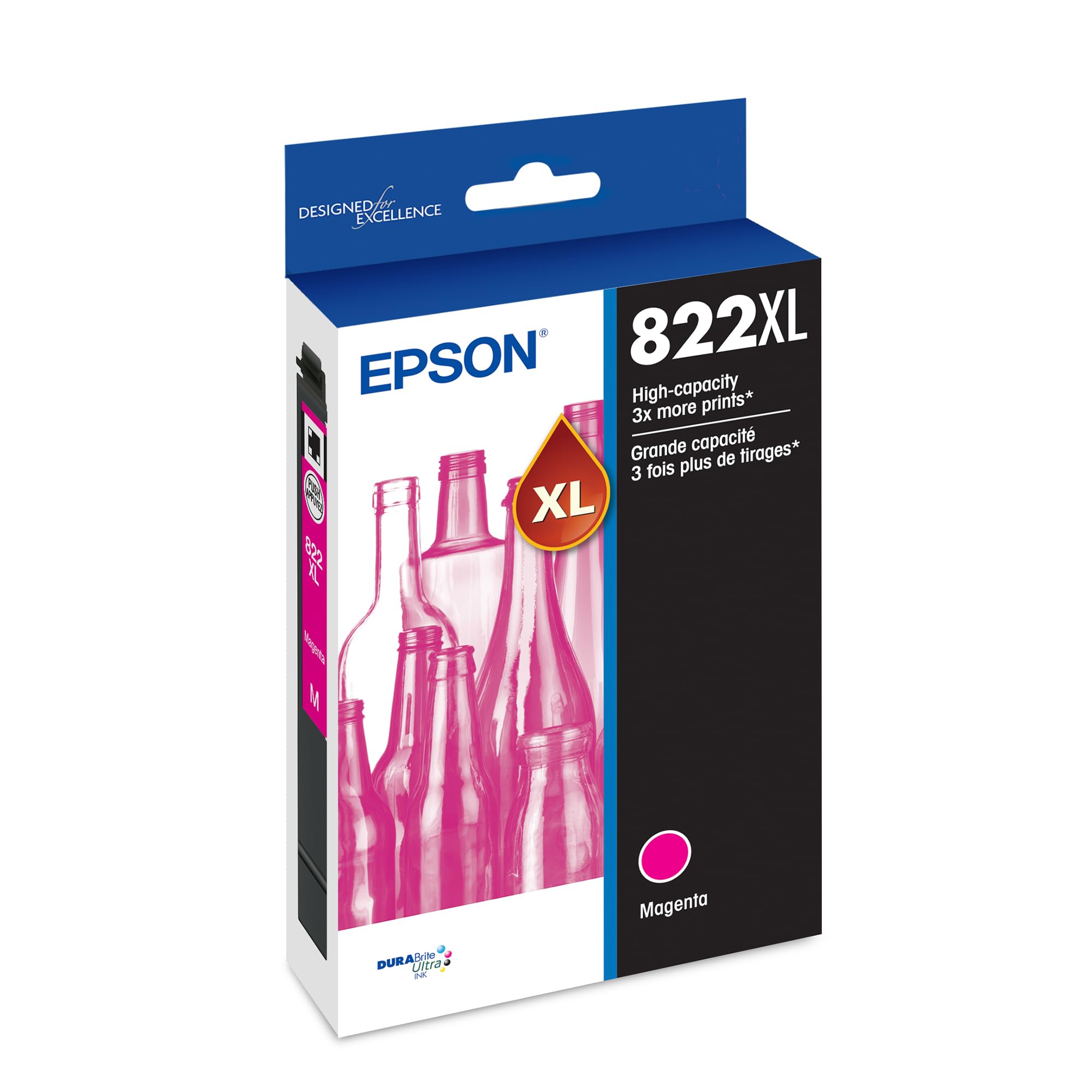 EPSON T822 DURABrite Ultra Ink High Capacity Magenta Cartridge (T822XL320-S) for Select Epson Workforce Pro Printers