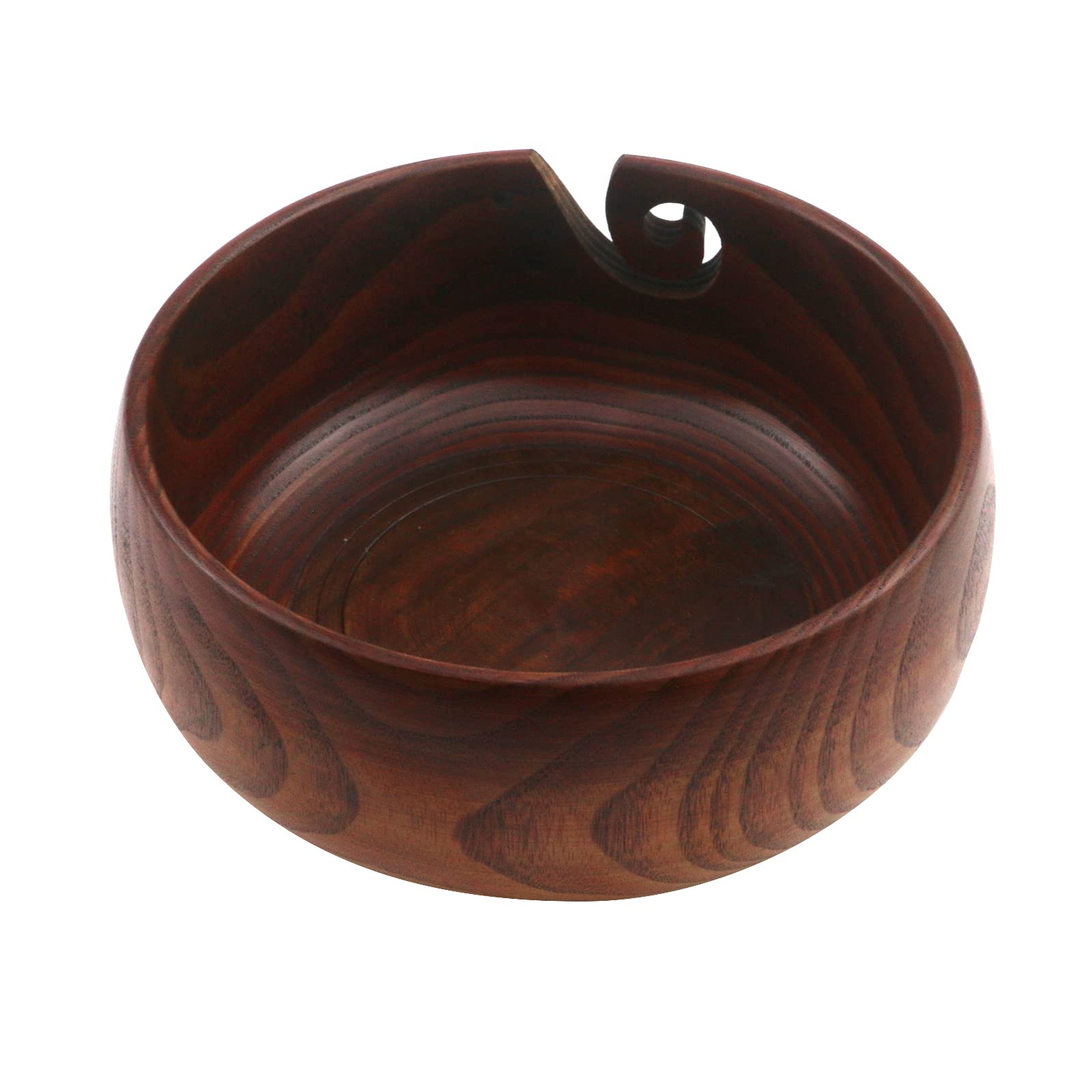 MY MIRONEY 6.69" Wooden Yarn Bowl,Yarn Storage Bowl with Carved Holes & Drills,Wood Yarn Holder for Crocheting and Knitting