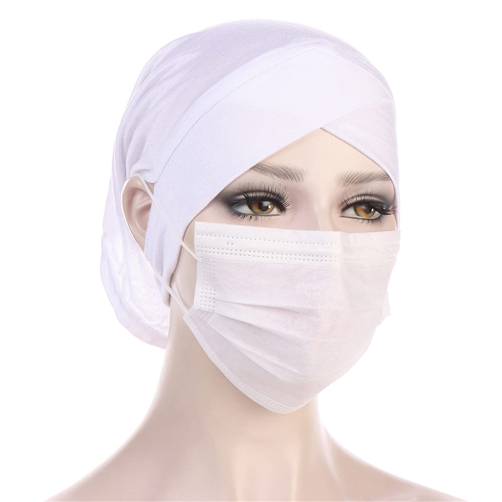 4 Pieces Muslim Under Scarf with Ear Hole Stretch Jersey Inner Hijabs Tube Caps for Islamic Women Turban Bonnet…