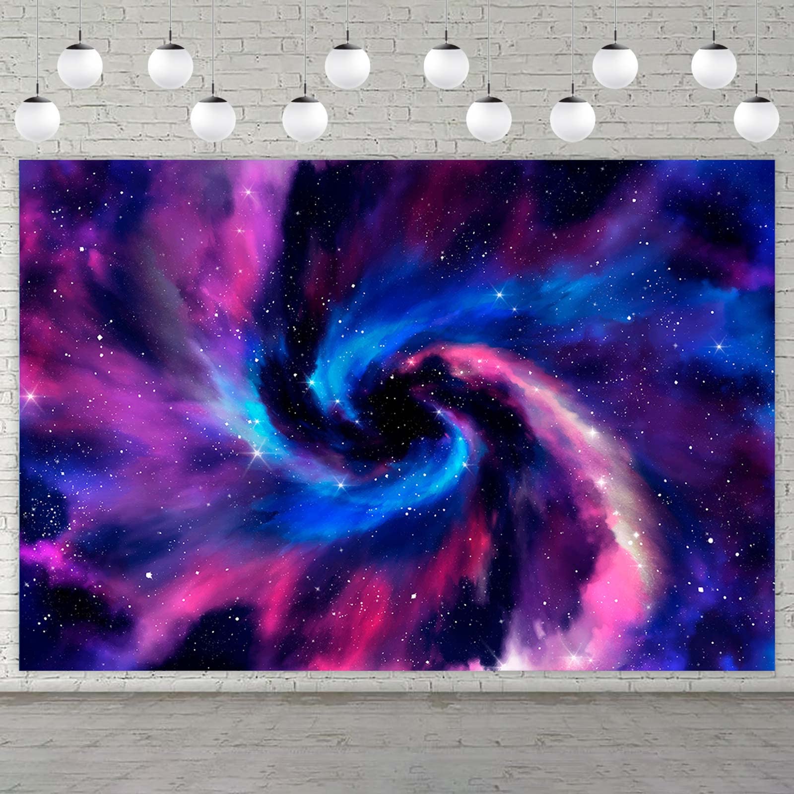 Galaxy Starry Sky Psychedelic Mysterious Universe Banner Backdrop Outer Space Nebula Starry Stars Cosmic Theme Decor Decorations for Boys Girls 1st Birthday Party Baby Shower Supplies Blue and Purple