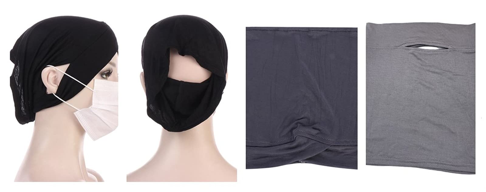 4 Pieces Muslim Under Scarf with Ear Hole Stretch Jersey Inner Hijabs Tube Caps for Islamic Women Turban Bonnet…