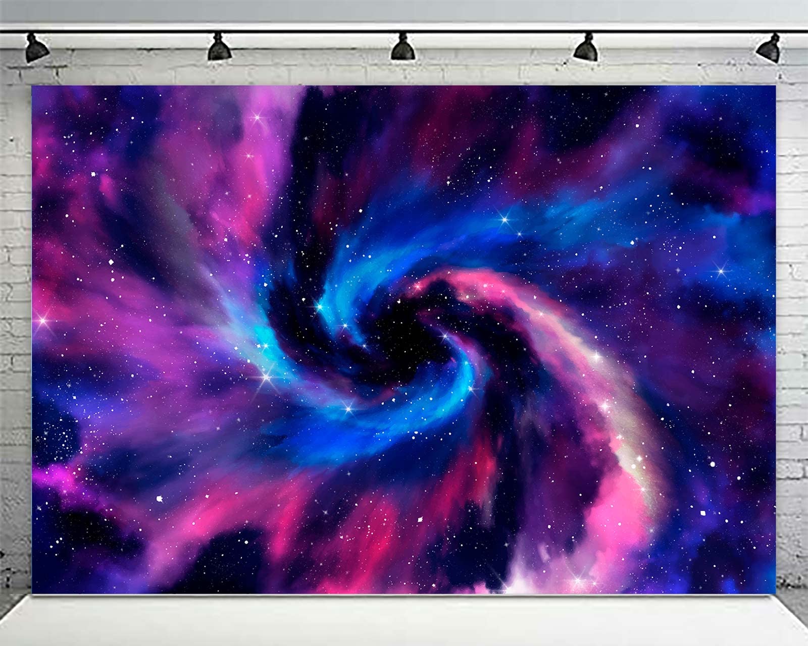Galaxy Starry Sky Psychedelic Mysterious Universe Banner Backdrop Outer Space Nebula Starry Stars Cosmic Theme Decor Decorations for Boys Girls 1st Birthday Party Baby Shower Supplies Blue and Purple