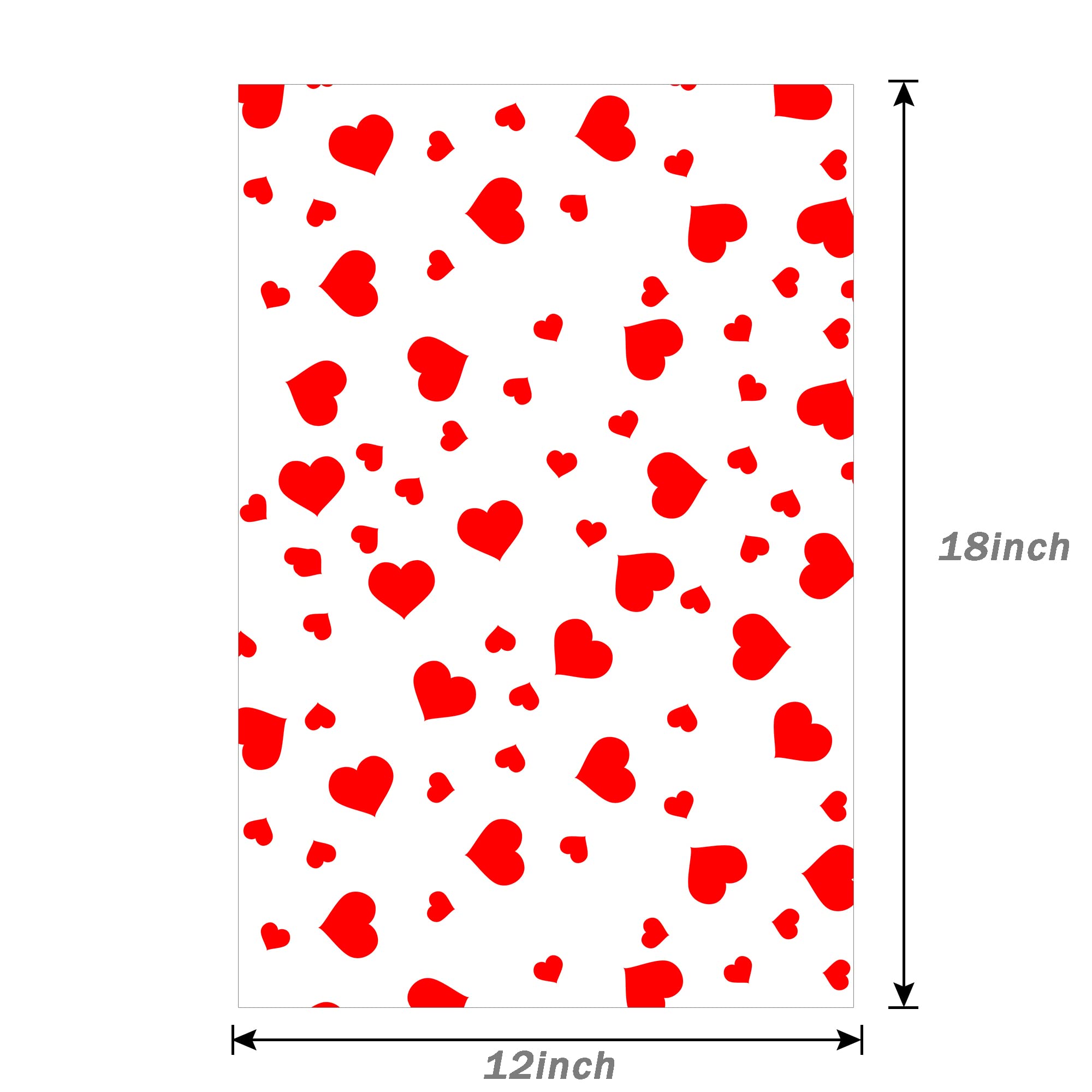 Kolewo4ever 40pcs Heart Cellophane Basket Bags Set 20pcs Heart Cellophane Wrap Clear Basket Bags With 20pcs Red Pull Bows for Valentine, Weddings, Bridal or Baby Showers (12x18inches)