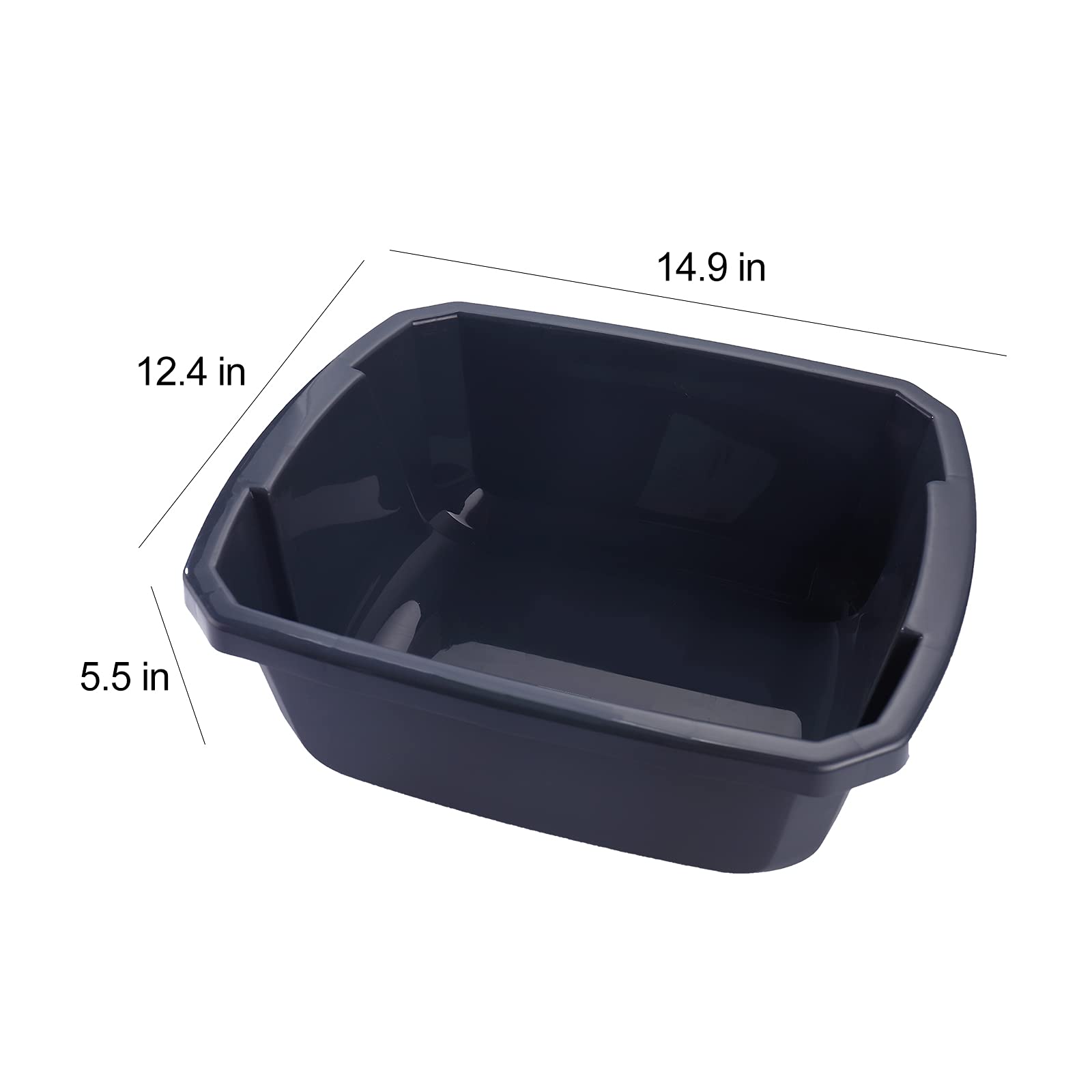 Maiyuansu Plastic Wash Basin Dishpan Basin Hand Dish Washing Bucket for Dishes Portable Dish Washing Tub, 10.5-Quart Kitchen Sink Camping Sterilite Dish Pan Tub - Grey
