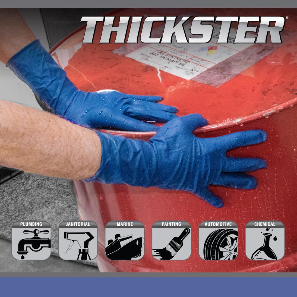 SAS Safety 6603-20 Thickster Powder-Free Exam Grade Disposable Latex 14 Mil Gloves, Large, 50 Gloves