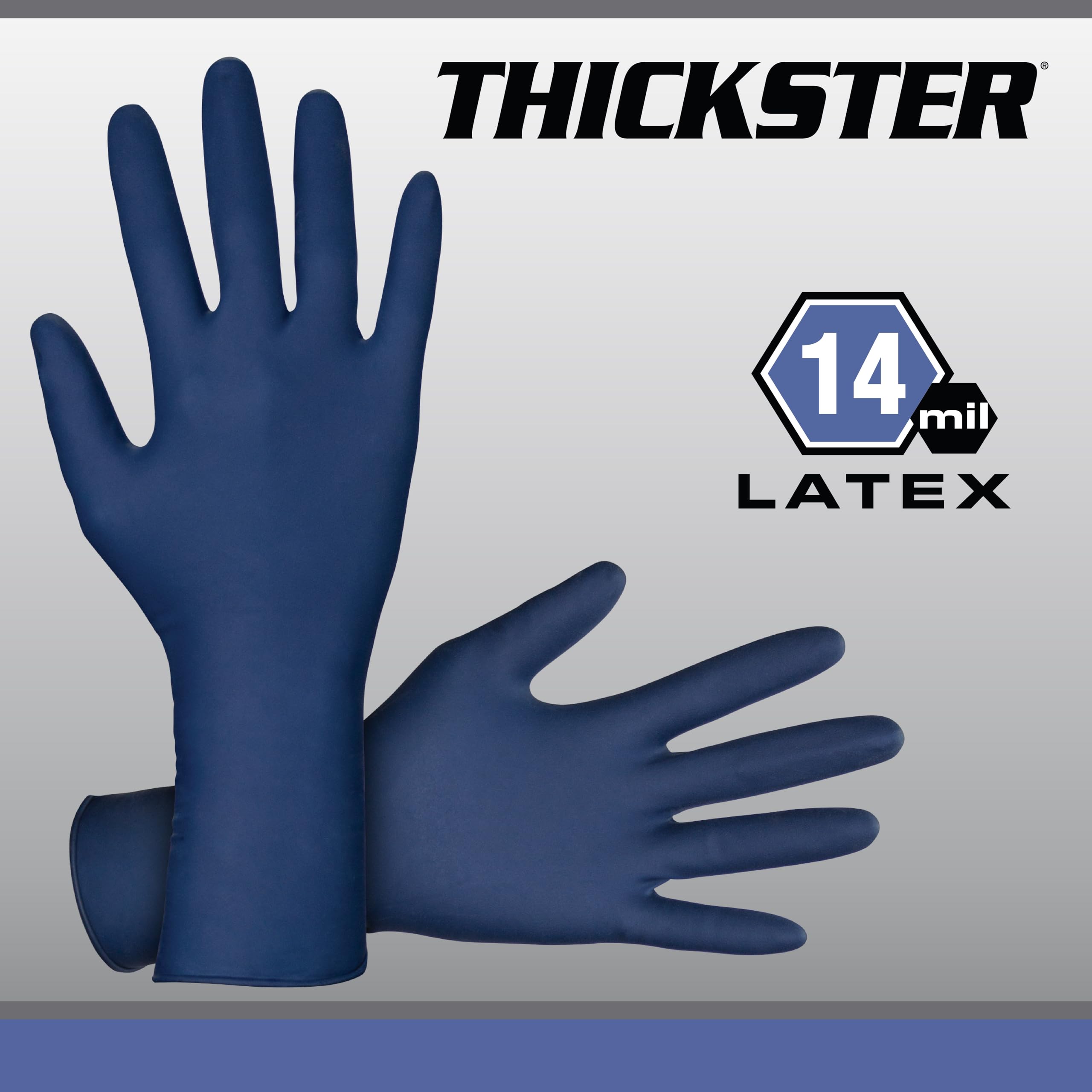 SAS Safety 6603-20 Thickster Powder-Free Exam Grade Disposable Latex 14 Mil Gloves, Large, 50 Gloves