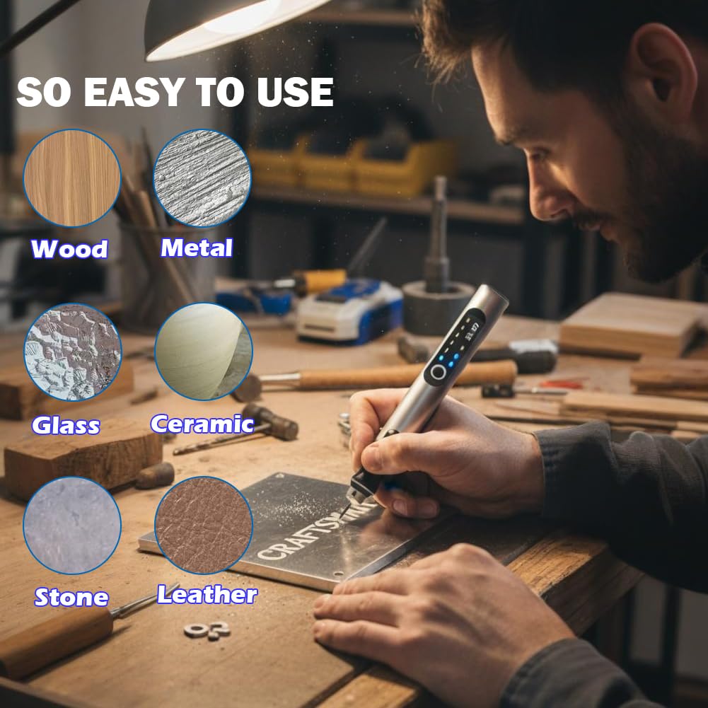 USB Rechargable Engraving Machines With 35bits,Mini Electric Engraver Etching Pen Cordless Rotary Tools Engraved Jewelry Glass Stone Metal Plastic Wood Resin