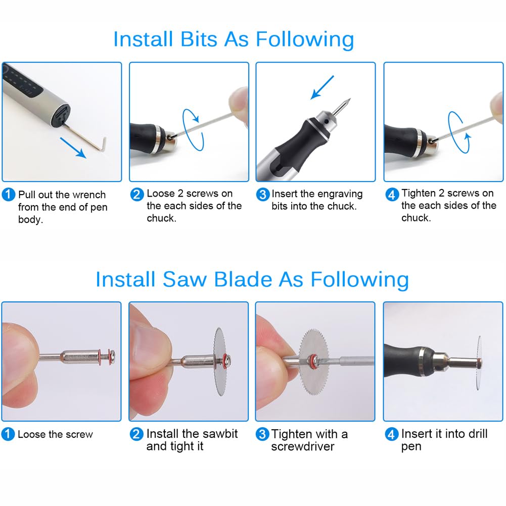 USB Rechargable Engraving Machines With 35bits,Mini Electric Engraver Etching Pen Cordless Rotary Tools Engraved Jewelry Glass Stone Metal Plastic Wood Resin