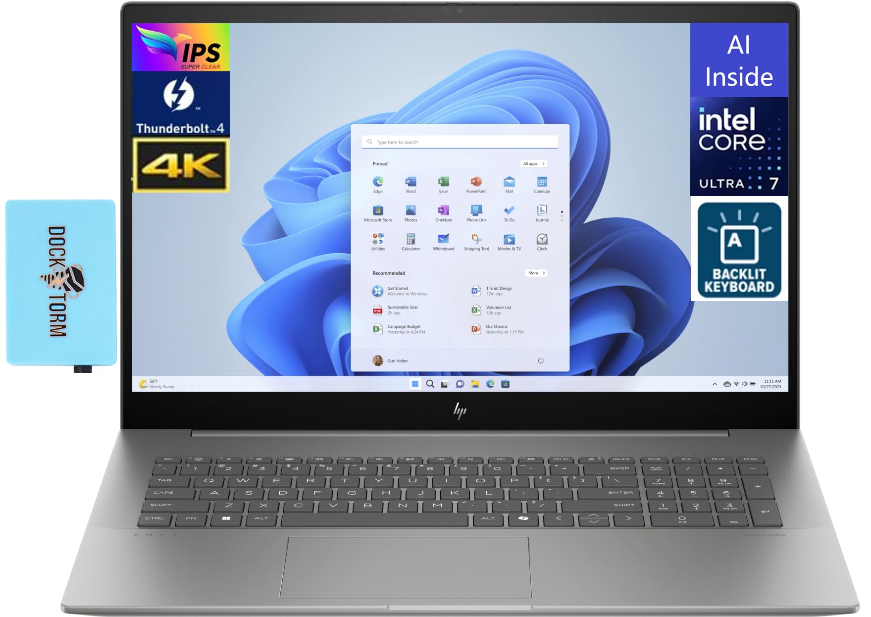 HP 2023 Newest Envy 17t-cr0000 17.3" 4K Ultra HD Laptop 12th Gen (Intel i7-1260P 12-Core, 32GB RAM, 512GB PCIe SSD, Intel Iris Xe, 2 Thunderbolt 4, WiFi 6E, BT 5.3, Backlit KB, Win 11 Pro) w/Hub