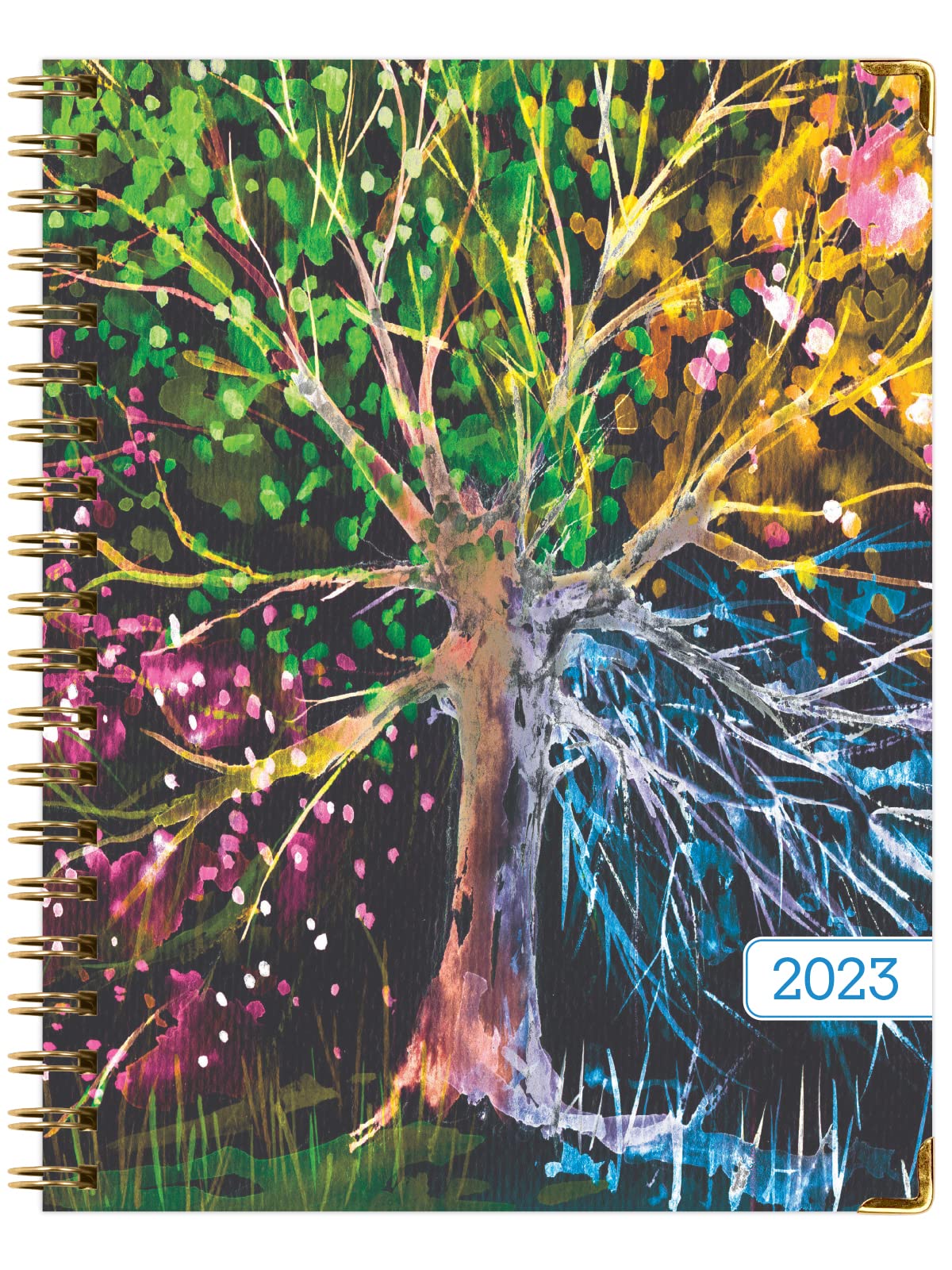 HARDCOVER 2023 Planner: (November 2022 Through December 2023) 8.5"x11" Daily Weekly Monthly Planner Yearly Agenda. Bookmark, Pocket Folder and Sticky Note Set (Black Tree Seasons)