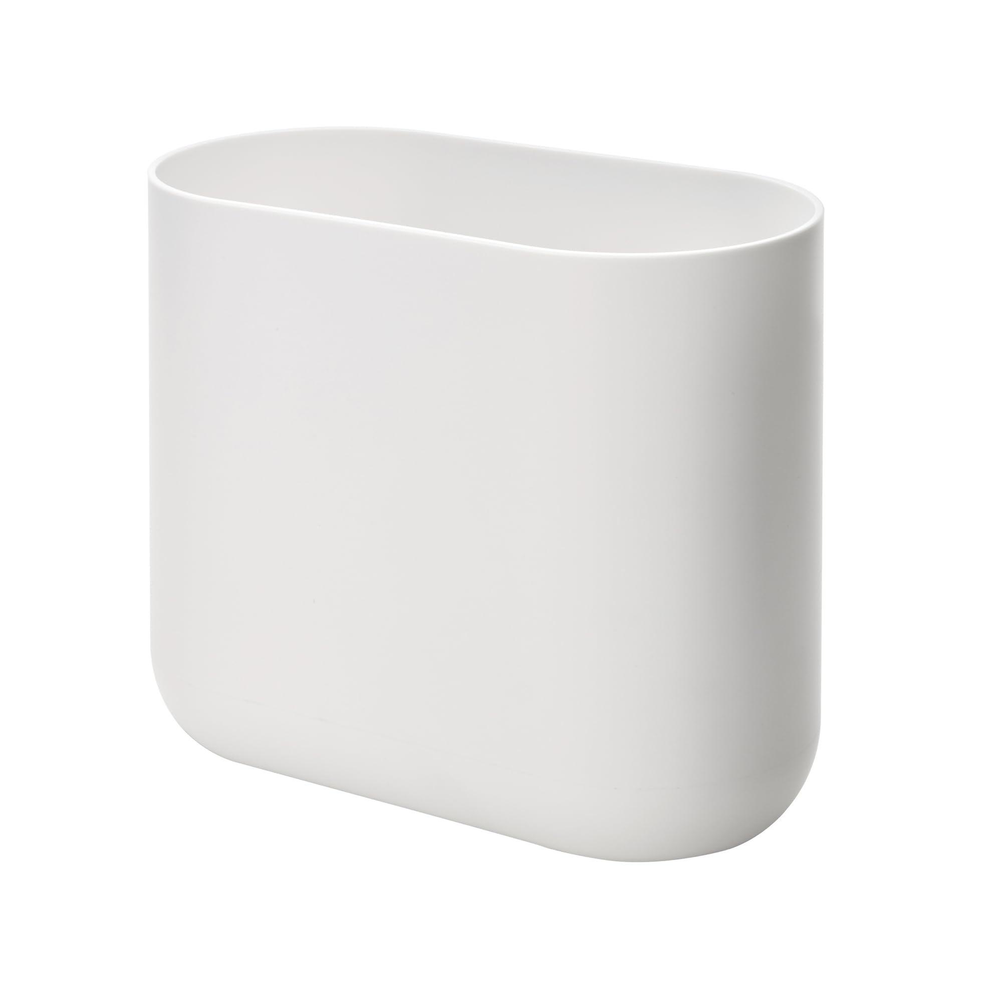 iDesign Slim Oval Plastic Waste Basket The Cade Collection, 10.56” x 5.5” x 9.77”, White