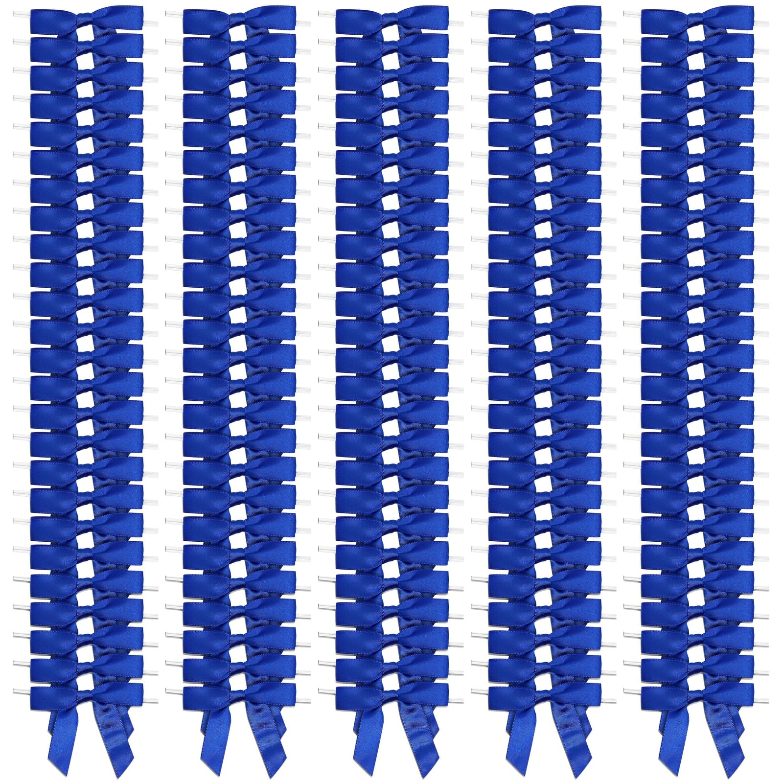 Dark Blue Satin Bow Twist Ties for Treat Bags (100 Pack)
