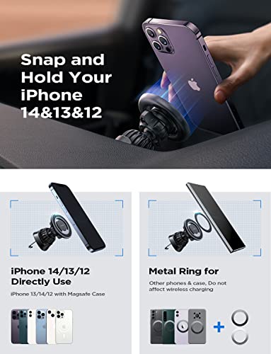 LISEN Fits MagSafe Car Mount for iPhone Strong Magnetic Phone Holder for Car Vent Dashboard HandsFree iPhone Car Mount Holder Car Accessories for MagSafe iPhone 14 Pro Plus 12/13 All Phones Tablets