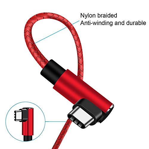 [3 Pack] Galaxy S21 Charger YWXTW Type C USB Cable 10FT [Case Friendly] 90 Degree Durable Fast Charging Cable for Galaxy S21 Ultra S20 FE A52 A72 A51 A71 A11, Note 20 Ultra, LG Velvet/Wing (Red 10FT)
