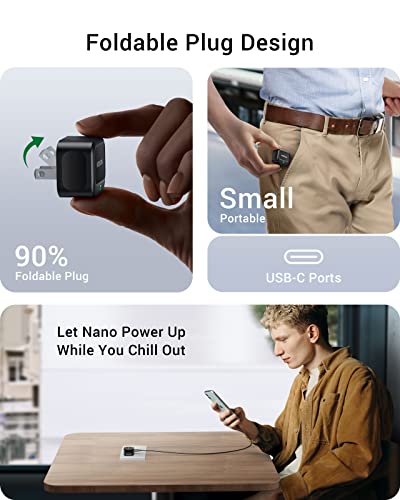USB C Wall Charger, MOKiN 20W Fast Charger Block, Type C PD Power Delivery Charging Block with Foldable Plug for iPhone 13/13 Mini/13 Pro/13 Pro Max/12, Galaxy, Pixel 4/3, iPad/iPad Mini, and More