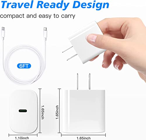 iPhone Charger Fast Charging [Apple MFi Certified], 2Pack 20W PD USB C Wall Charger Block with 6FT Type-C to Lightning Cables Compatible with iPhone 14/13/ 12/11/ XS/XR/X/ 8 / iPad
