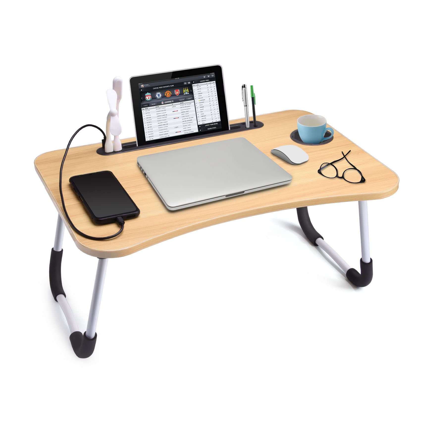 Slendor Laptop Desk Foldable Bed Table Folding Breakfast Tray Portable Lap Standing Desk Notebook Stand Reading Holder for Bed/Couch/Sofa/Floor