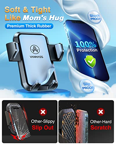 VANMASS [Upgraded] Cell Phone Holder Car [Anti-Slip Soft Silicone & Powerful Suction] Dashboard Windshield Universal Phone Car Mount, Compatible with iPhone 14 13 12 11 Pro Max &Truck/SUV/Jeep (Gray)