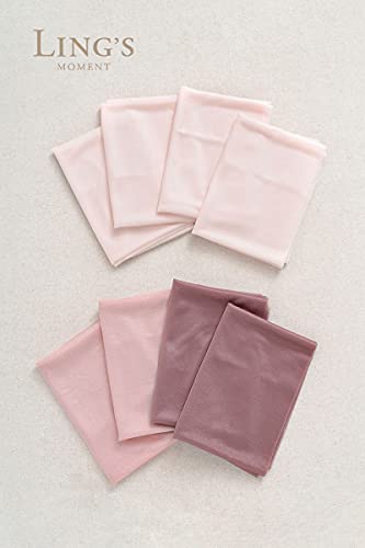 Ling's Moment Ribbon Backdrop Curtains 50% Transparency 10ft x 10ft Chiffon Like Fabric for Wedding Arch Ceremony Reception Decoration - Chic Dusty Rose