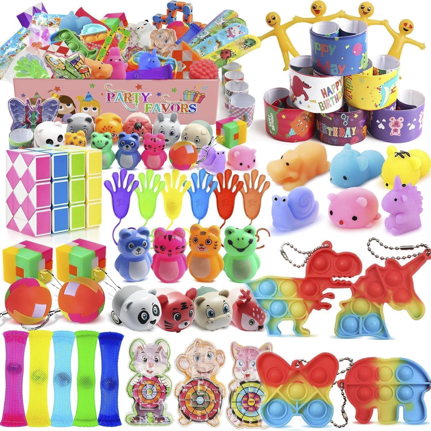56 Pcs Party Favors for Kids 3-5 4-8 8-12, Treasure Chest Carnival Prize Box Toys for Classroom, Pinata Stuffers Goodie Bag Filler Easter Egg Fillers, Small Bulk Toys for Boys Girls Birthday Gift