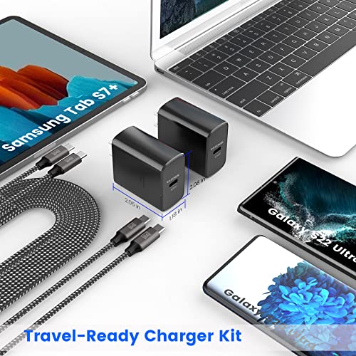 45W Super Fast Charger Type C, [2 PACK] 45 Watt USB-C Charger PD/PPS Wall Charging Block for Samsung Galaxy S23 Ultra/S23+/S22 Ultra/S22+/S22/S20 Ultra/Note 10 Plus, Galaxy Tab S8(with 2x 6.6ft Cable)