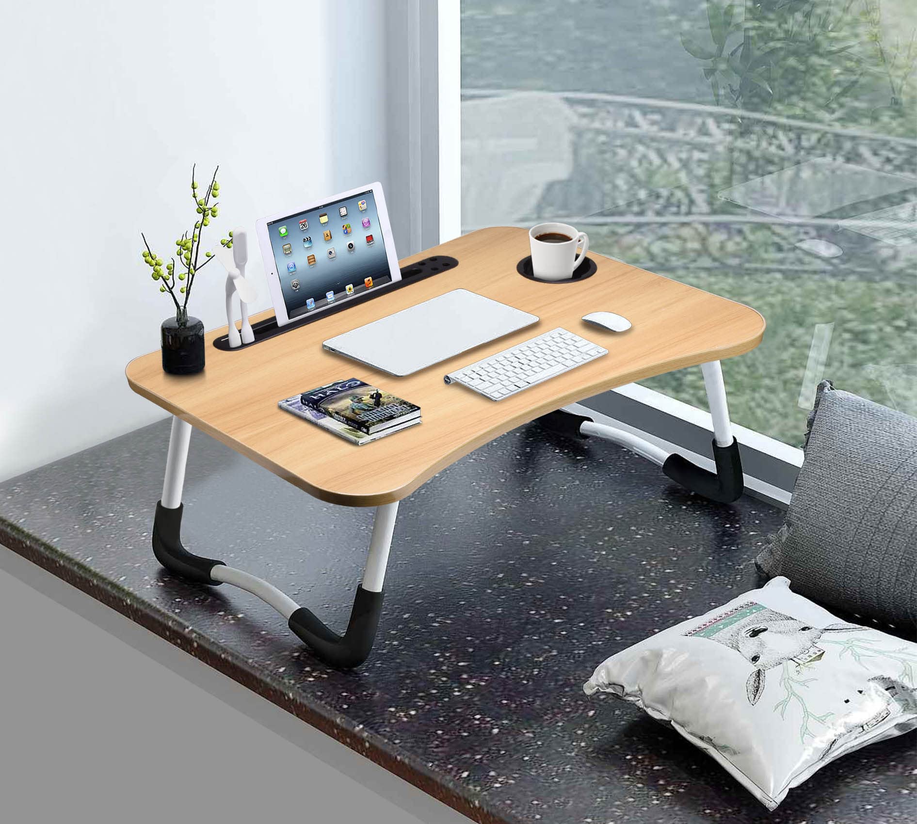 Slendor Laptop Desk Foldable Bed Table Folding Breakfast Tray Portable Lap Standing Desk Notebook Stand Reading Holder for Bed/Couch/Sofa/Floor