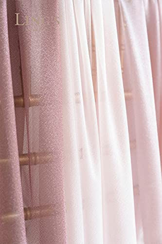 Ling's Moment Ribbon Backdrop Curtains 50% Transparency 10ft x 10ft Chiffon Like Fabric for Wedding Arch Ceremony Reception Decoration - Chic Dusty Rose